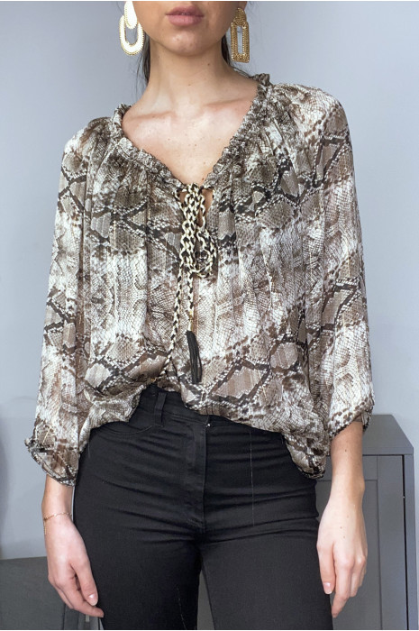 Blouse voile python avec cordons