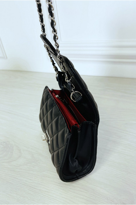 Mini sac à main noir matelassé à chaîne bandoulière