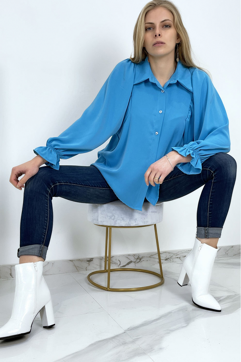 Blue puff sleeve shirt