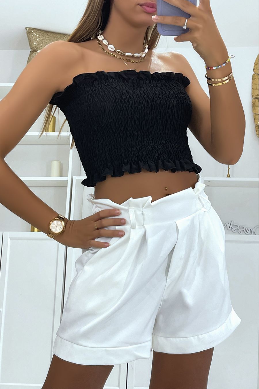 Green lace crop top V-neck lined hyper glamorous